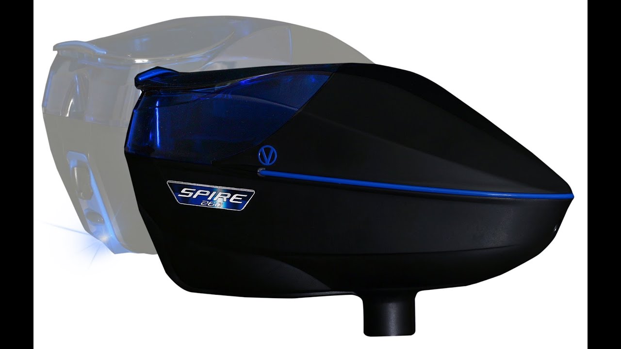 Virtue Spire 260 Paintball Loader - Black & Blue 360 View - YouTube