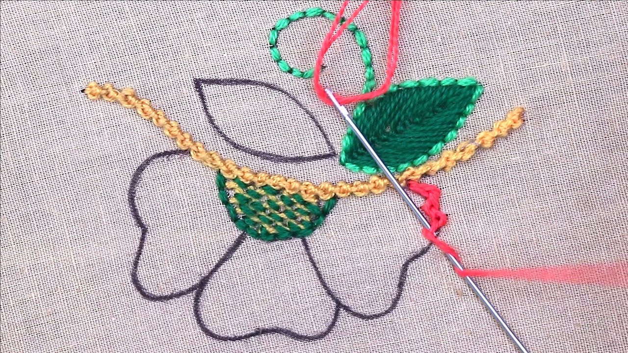 New elegant flower embroidery tutorial | amazing Phulkari Stitch design ...