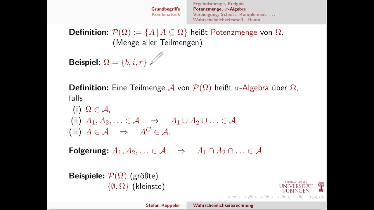Wahrscheinlichkeitsrechnung Grundlagen 2 - Potenzmenge und sigma ...