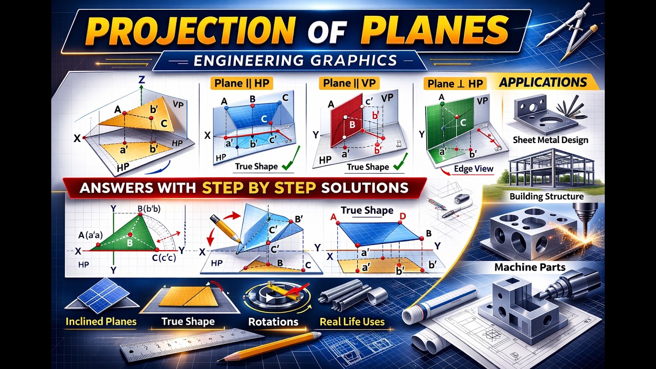 Projection of Planes – 2 | Engineering Graphics Made Easy (CAD Method ...