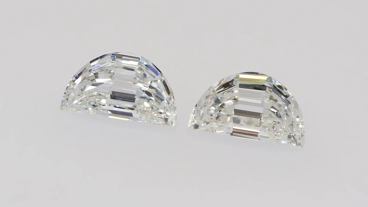 Step cut Half moon diamond pair - YouTube