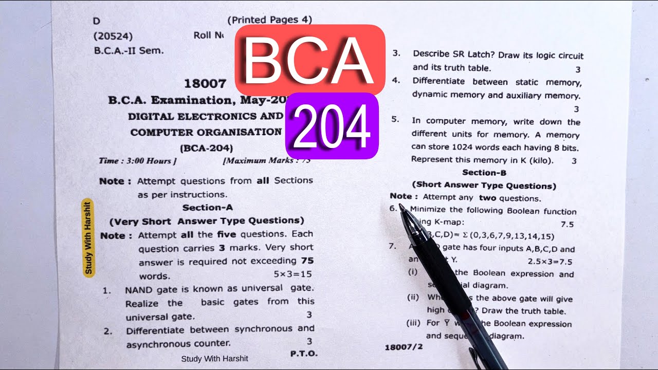BCA 204 Digital Electronics & Computer Organisation | CCSU BCA 2nd Sem ...