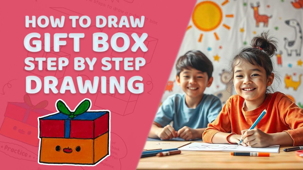 How to Draw a Gift Box 🎁 | Easy Step-by-Step Drawing and Coloring for ...