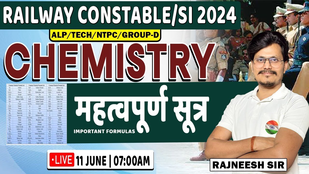 RPF Constable 2024 | Chemistry : Important Formulas #25, तेजस बैच, RPF ...