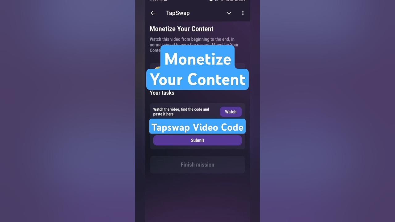 Monetize Your Content | Tapswap Video Code - YouTube
