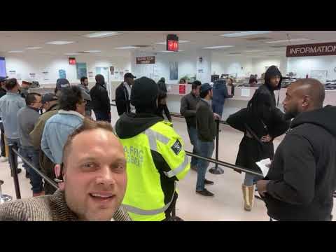 Waiting at the DMV in a Long Line During the Coronavirus with a Group ...