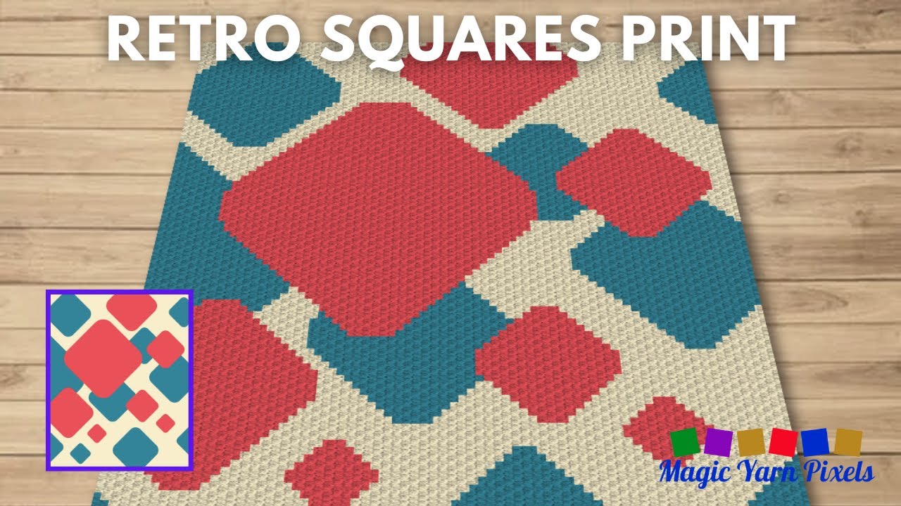 FREE GRAPH Retro Squares Print C2C & Tapestry Crochet Pattern | Magic ...