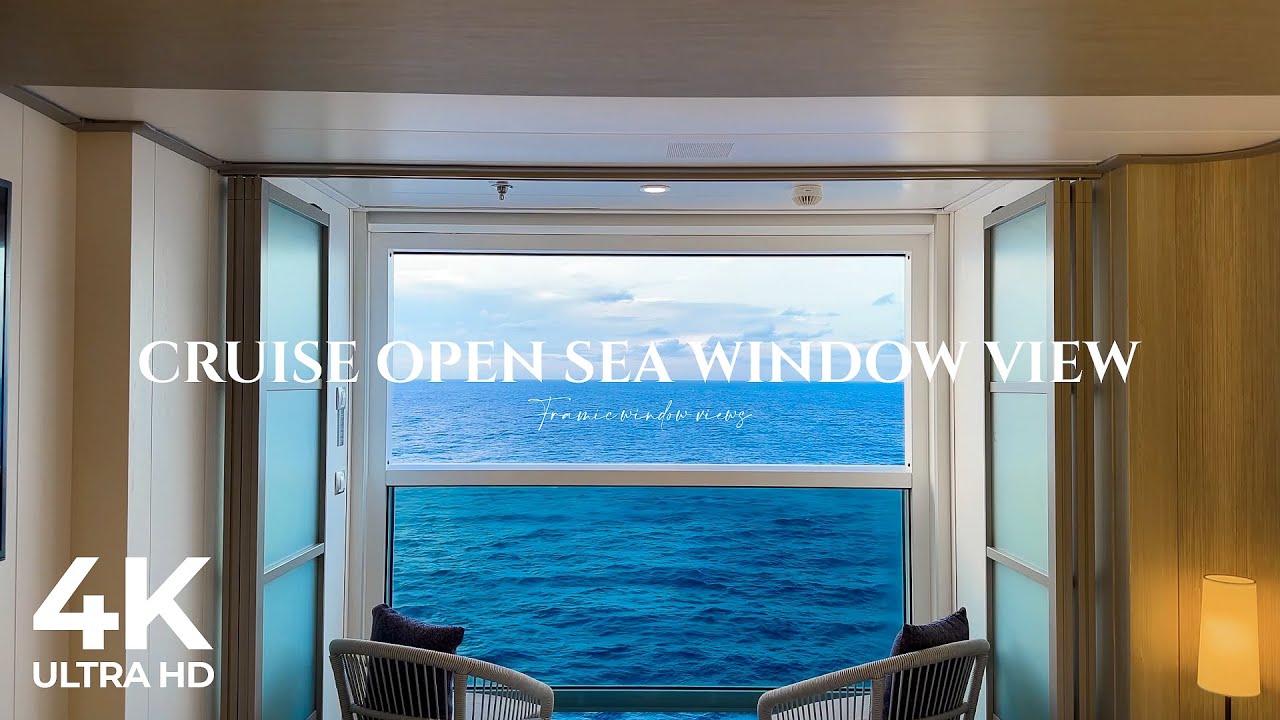 4K Open Sea window view on a cruise ship - Relaxing, Calming, Ambience ...