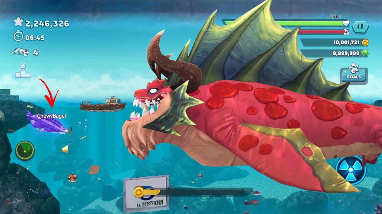Hungry Shark Evolution - Giant Monster SHARKNAROK Vs Enemy Sharkjira ...