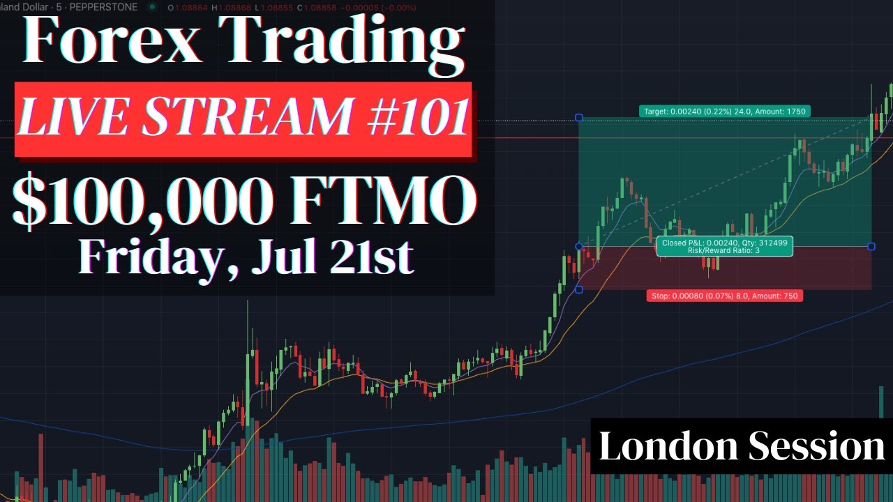 **Live Forex Trading #101** $100,000 FTMO Scalping Strategy Fri 7/21 ...