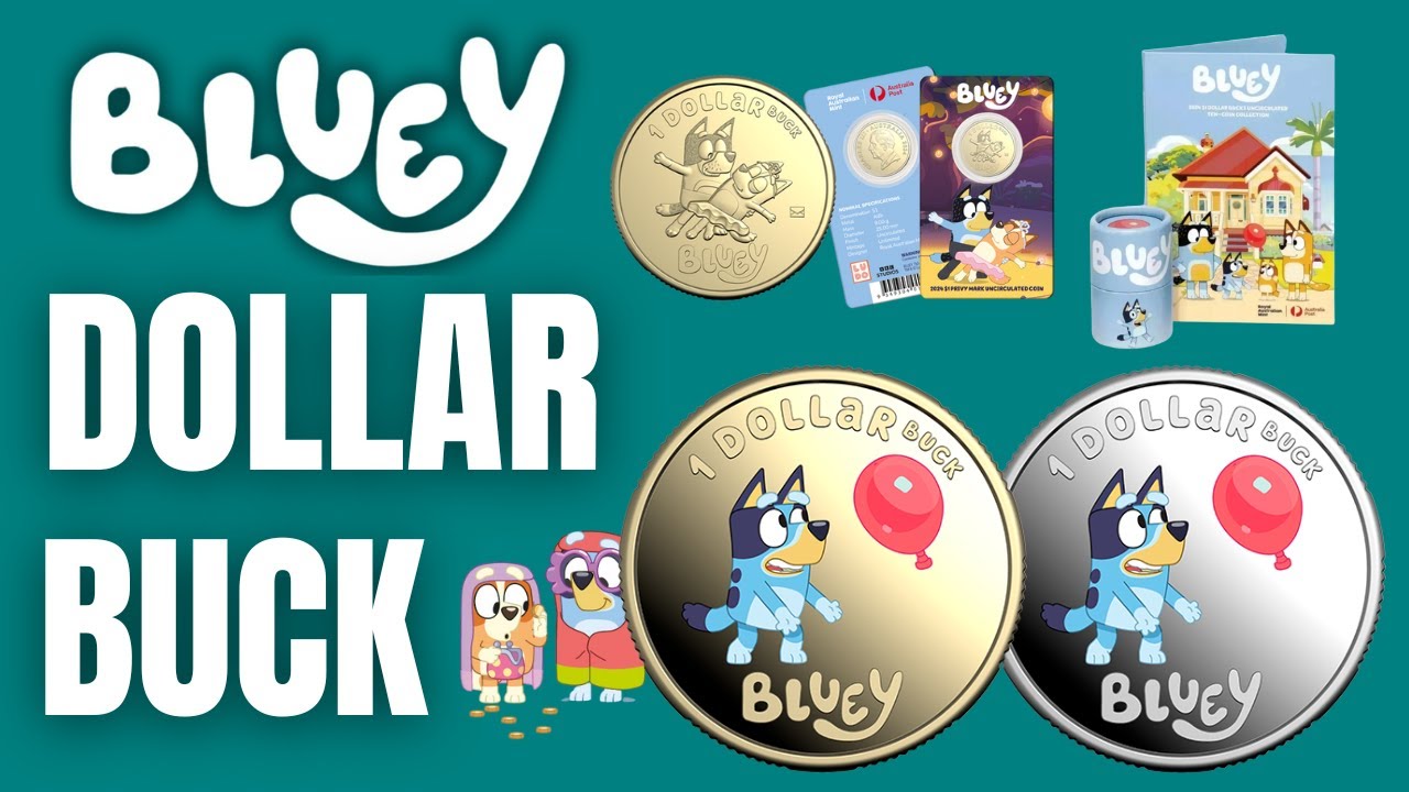 Bluey Dollarbucks $1 Coins Proof, 10-coin set (Tube and Folder), Cards ...