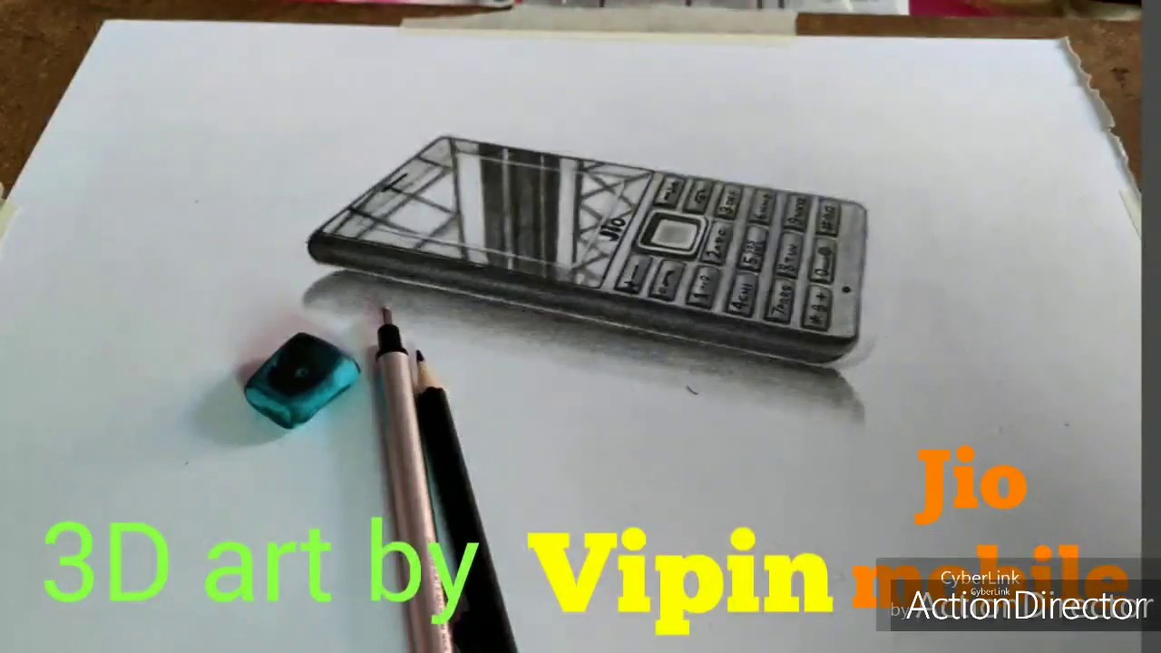 How to make easy 3d art /jio mobile - YouTube