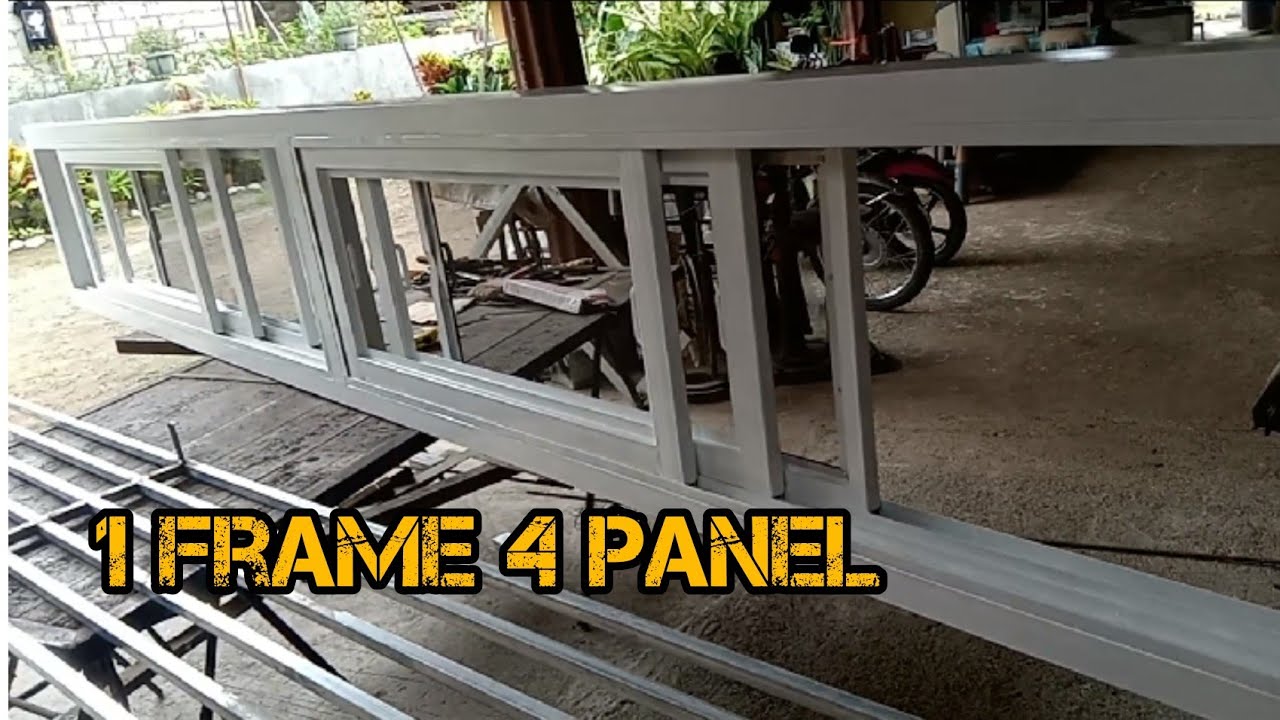 1 frame 4 panel steel sliding window with screen & grills - YouTube