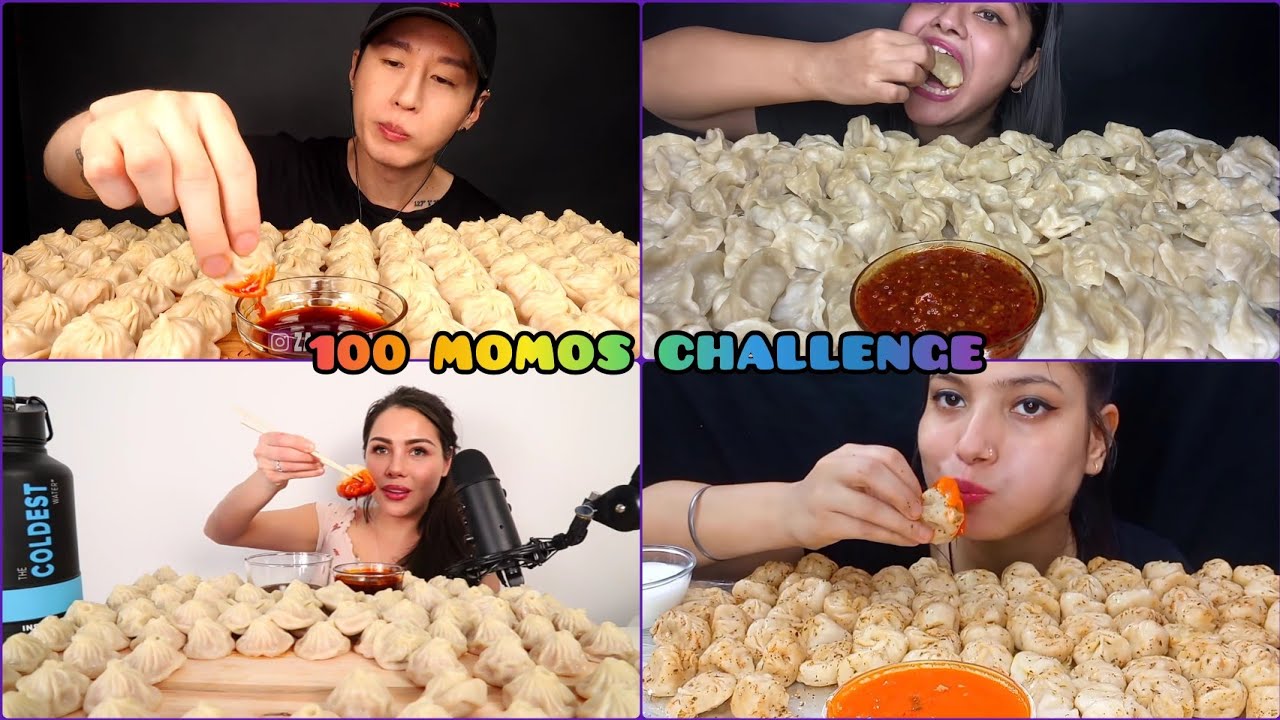 MUKBANGERS TRYING 100 MOMO/DUMPLINGS EATING CHALLENGE /MOMOS EATING ...