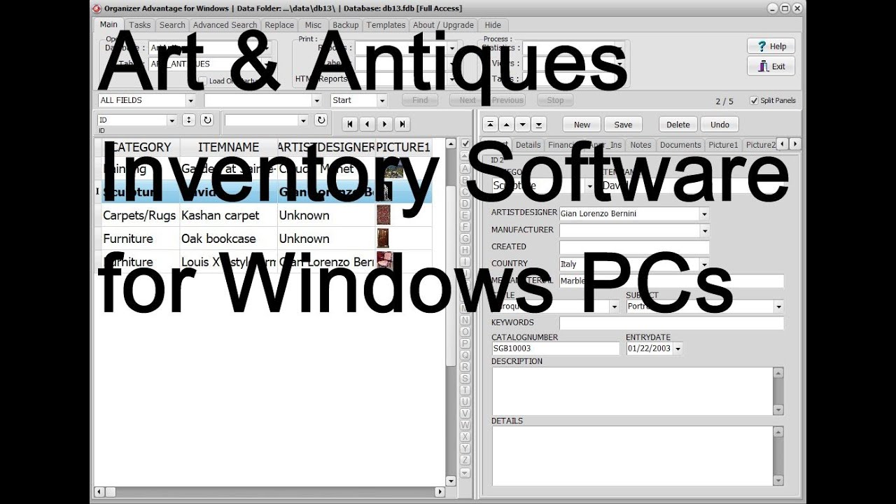 Art Antiques Inventory Software for Windows PCs - YouTube