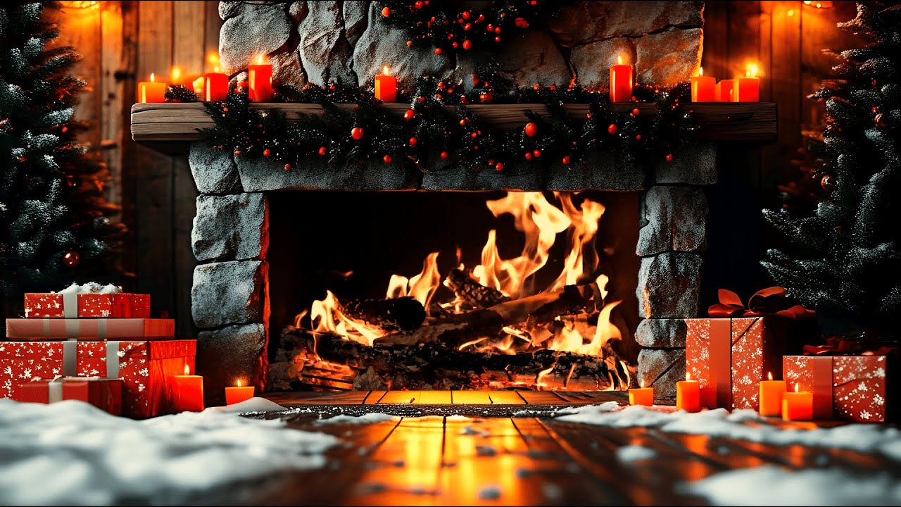 Cozy Xmas Fireplace 4K | Relaxing Crackling Fire Sounds for Stress ...