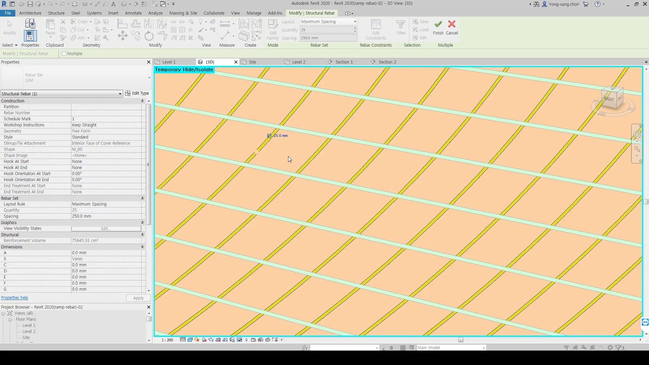Rebar modeling (ramp) - YouTube