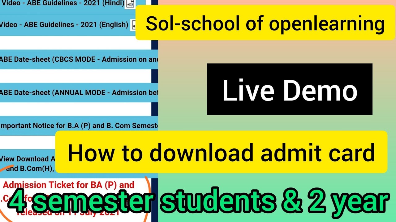 ⭕ Live Demo download admit card | 4 semester students & 2 year students ...