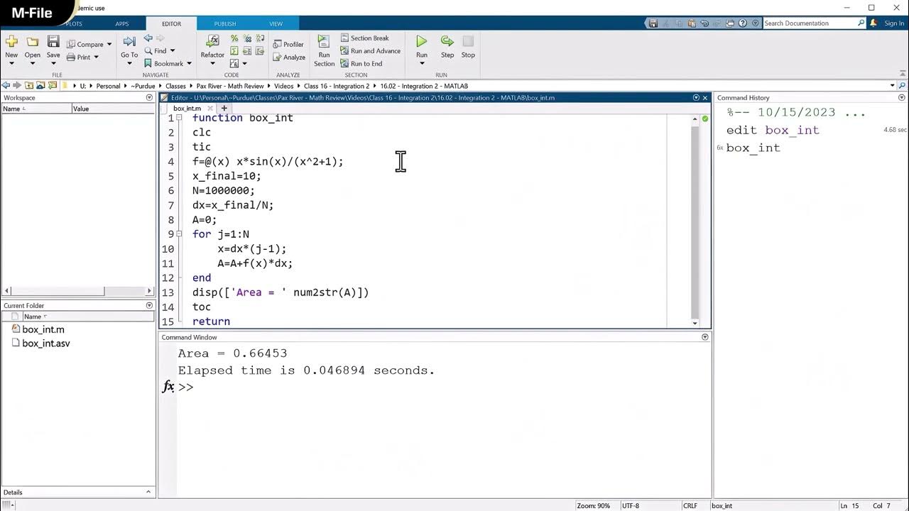 ENGT 509 16-2 Integration in MATLAB 2 - YouTube