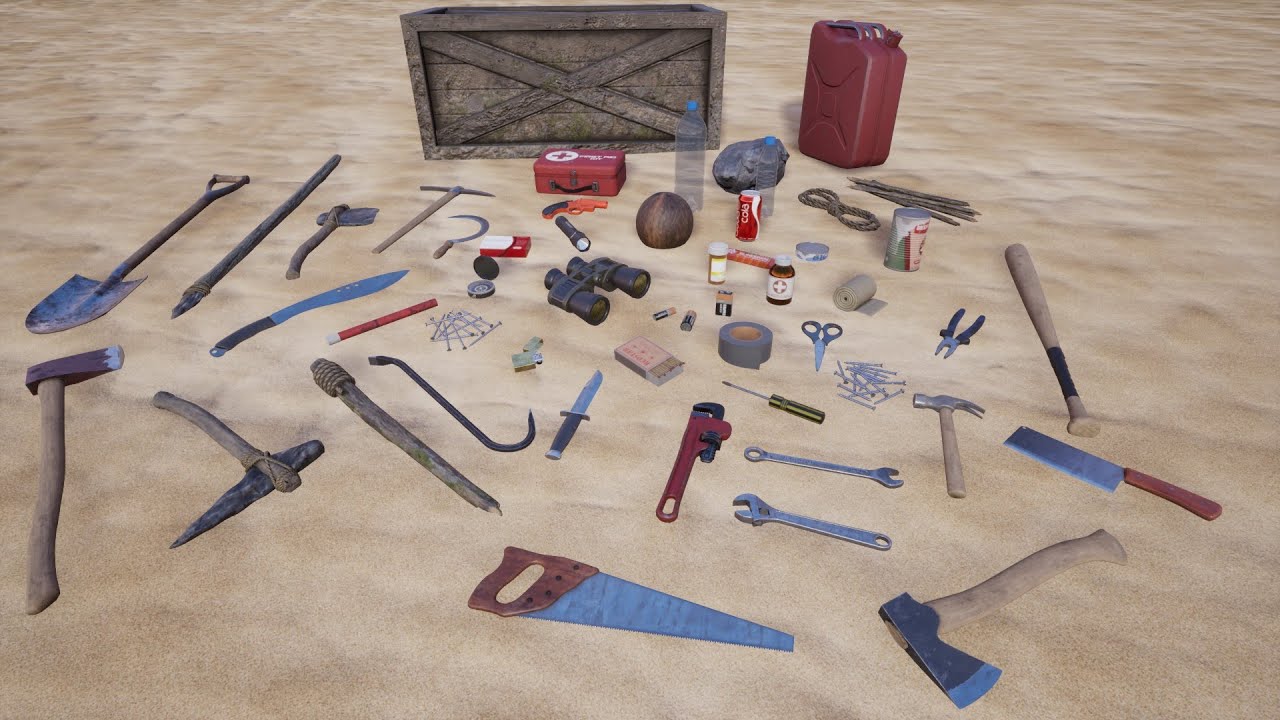 Unreal Engine Marketplace Survival Props - YouTube