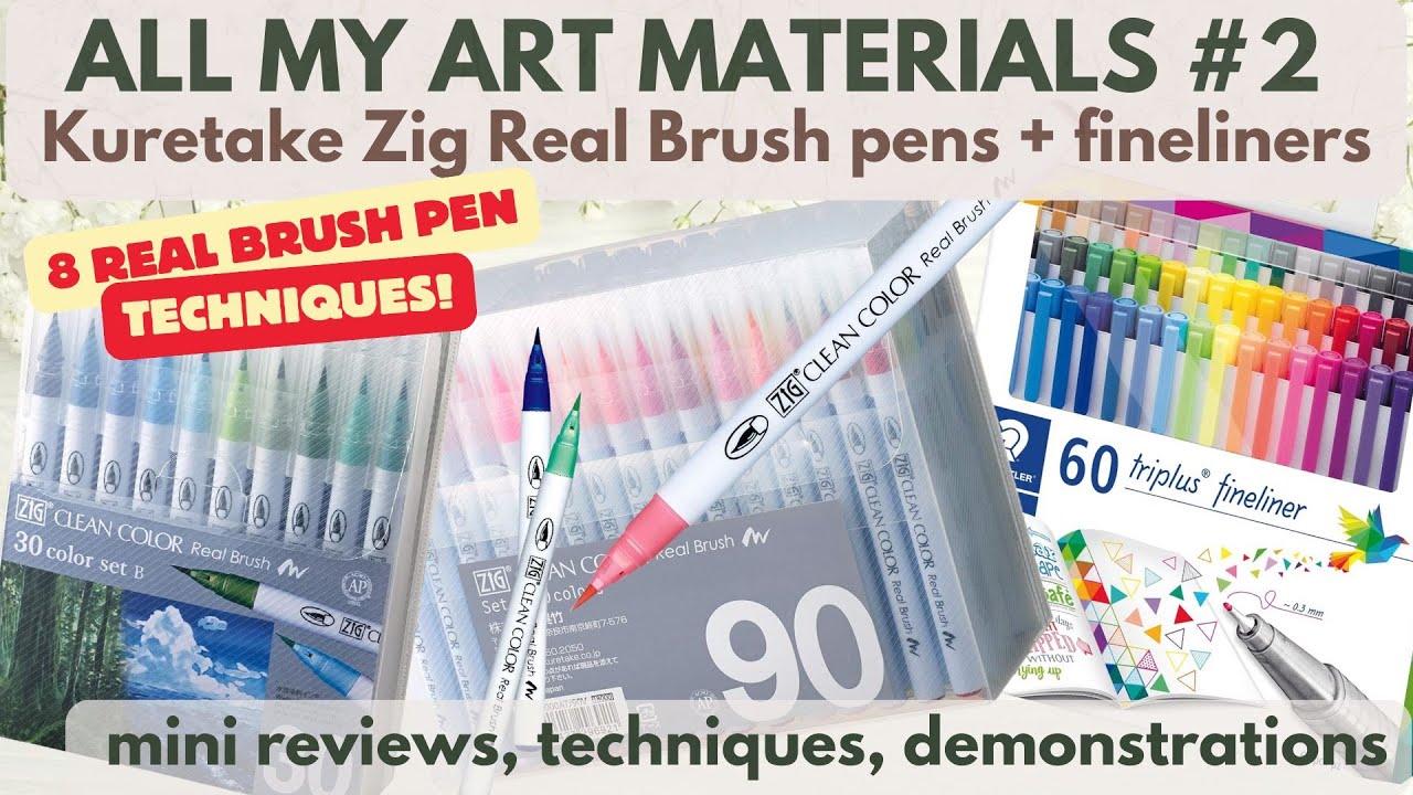 All my art materials - Kuretake Zig Real Brush pens + fineliners ...