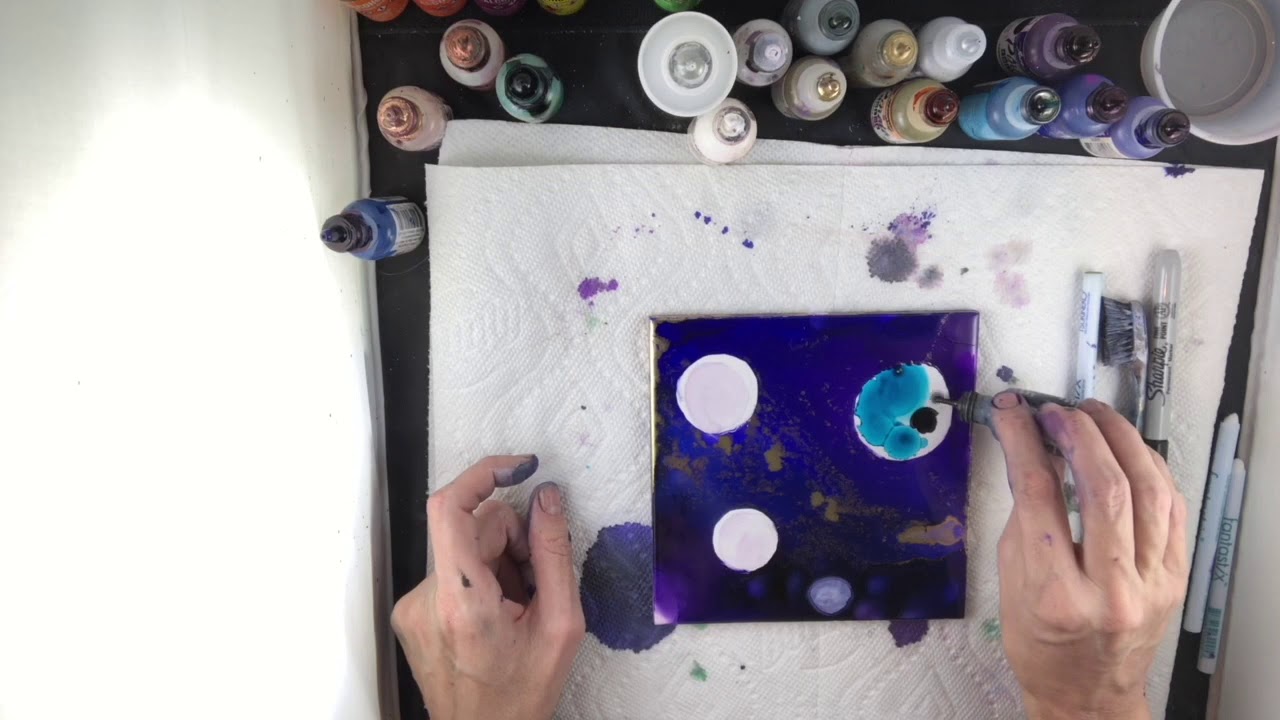 Alcohol Ink Space Tile - YouTube