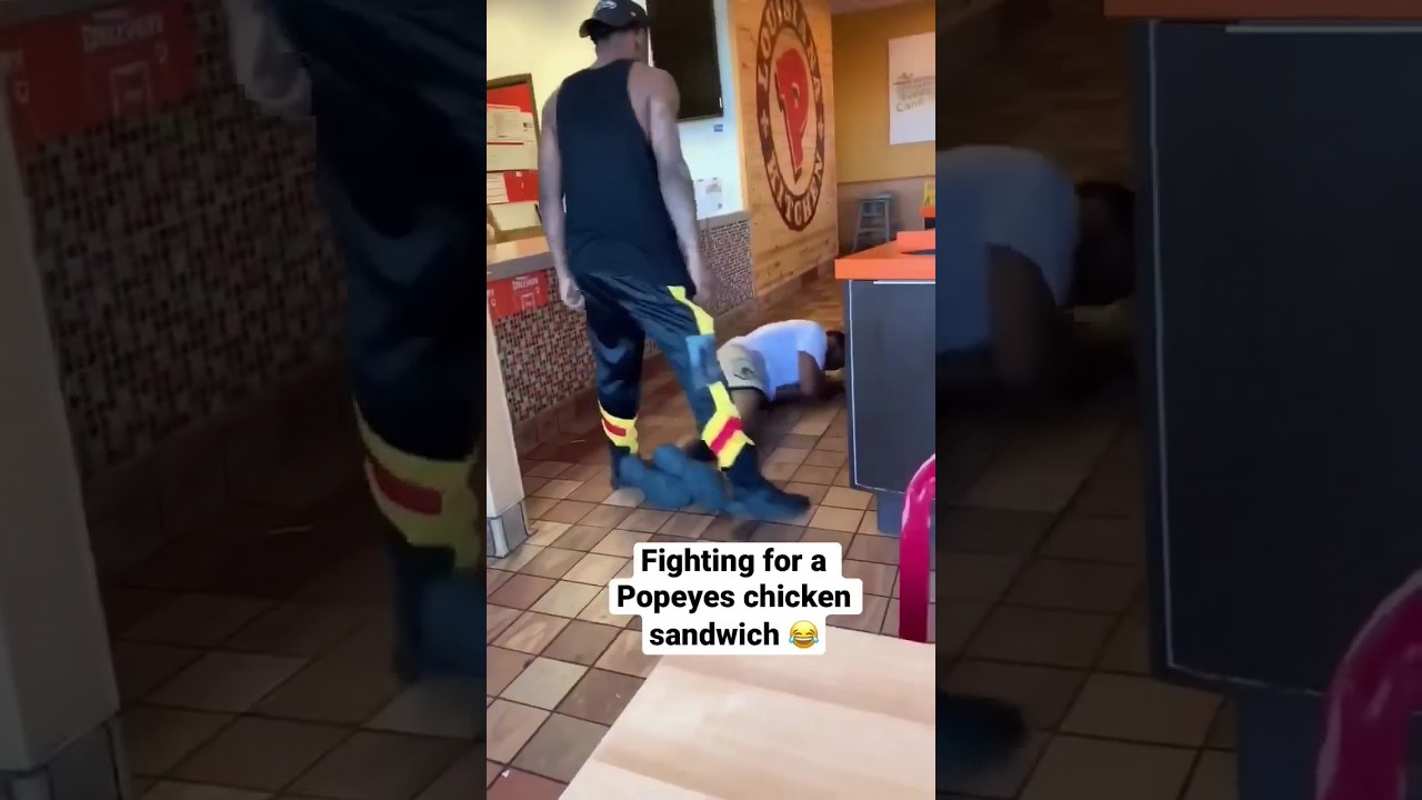 Fight Over Popeyes Chicken Sandwich Ends With A Knockout Part 2 - YouTube