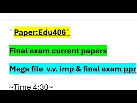 Edu406 | #finalexam | #edu406 |#currentpaper2024 | #vu |# ...