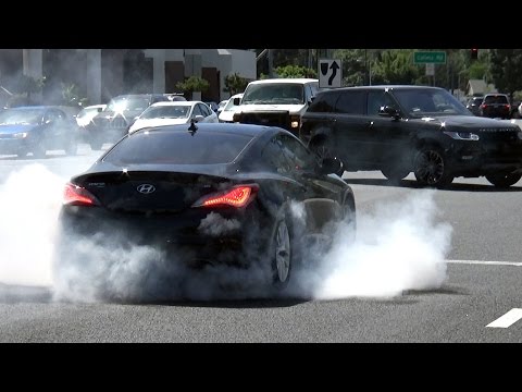 Hyundai Genesis Burnout & Police Evasion