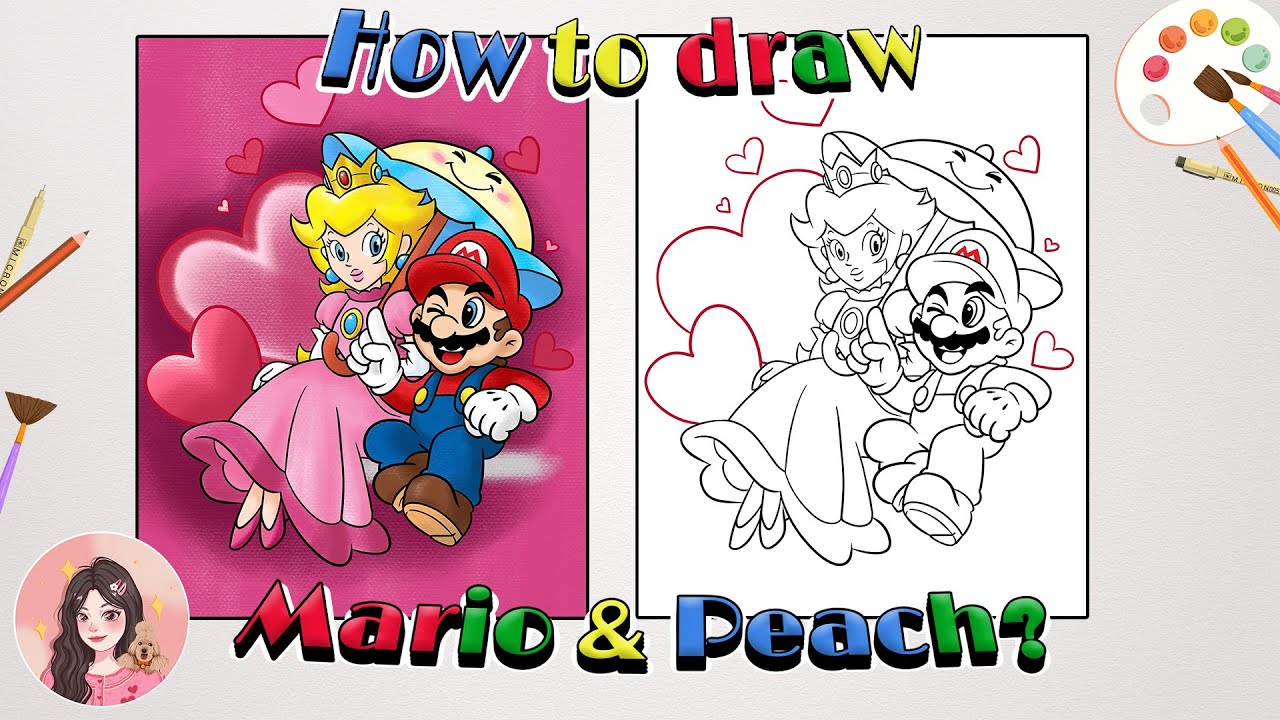 How to draw Mario & Peach?|Mario's Date Princess Peach|Does Mario Love ...