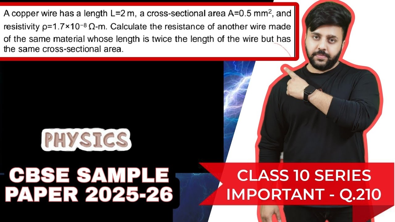 A copper wire has a length L = 2m a cross-sectional area A = 0.5m * m ...
