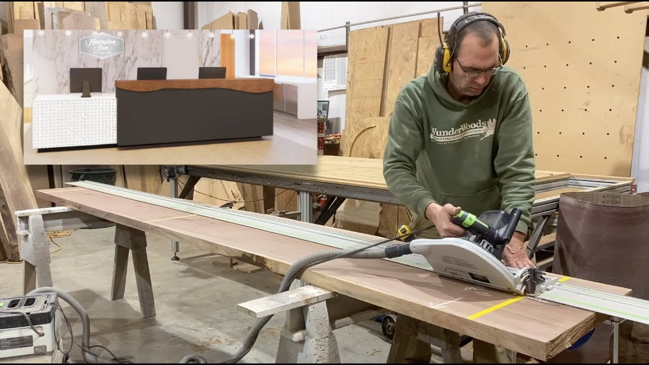 Building a Live Edge Walnut Waterfall Reception Desk - One Day Build ...