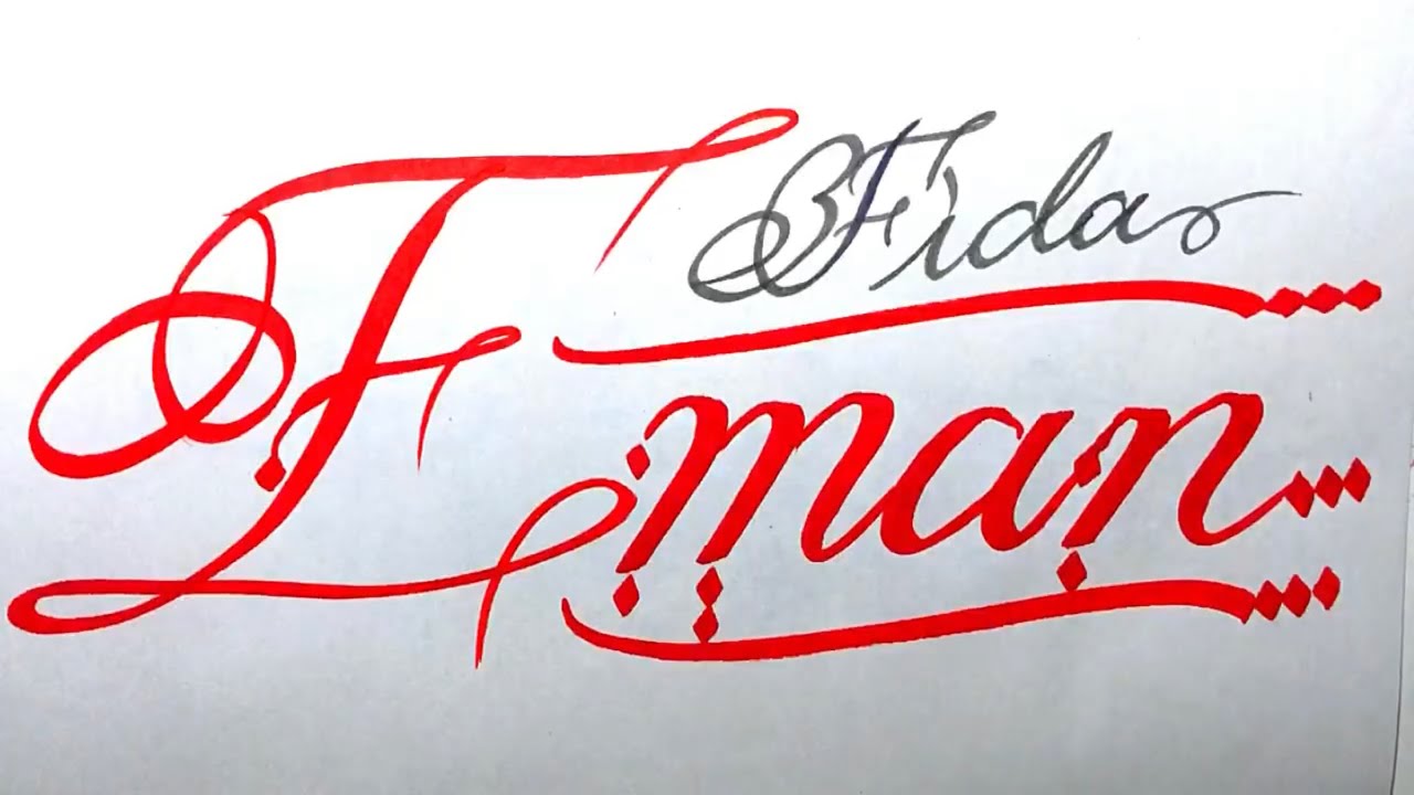 Eman Fida Name Signature Calligraphy Status | How to Cursive write with ...