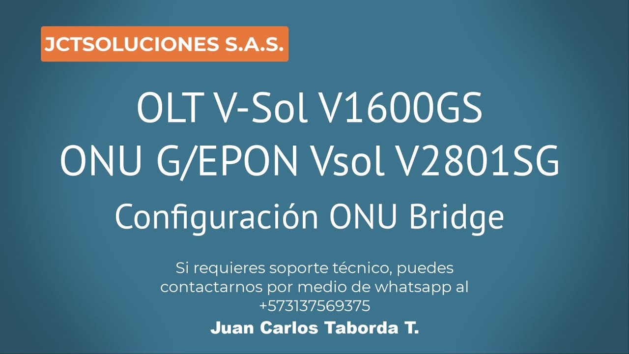 Configuración de ONU Bridge VSOL V2801SG - YouTube