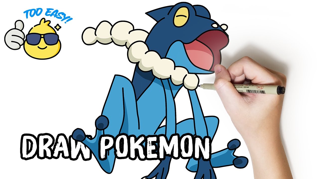 How To Draw Pokemon Frogadier Gekogashira Jumping Step By Step Easy ...