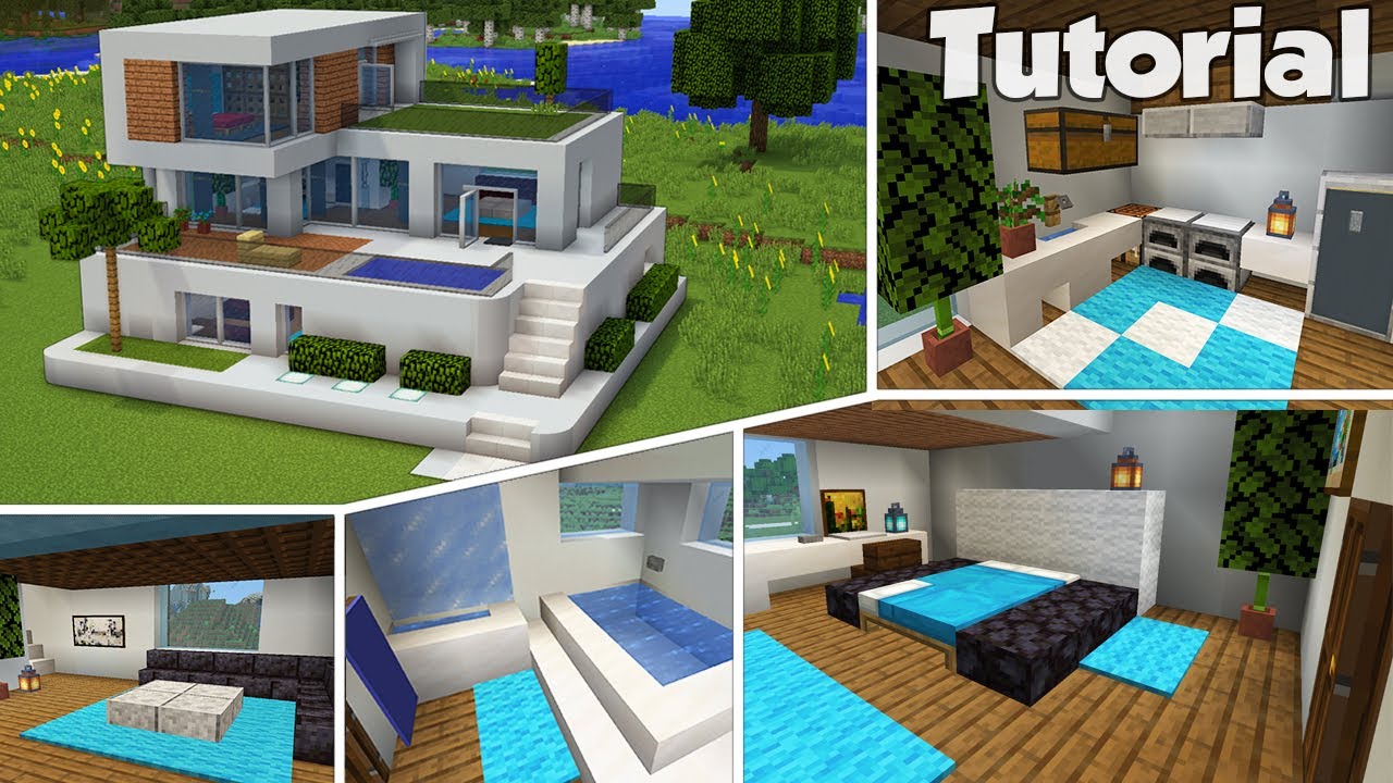 Minecraft: Large Modern House #30 Interior Tutorial (Easy) - YouTube