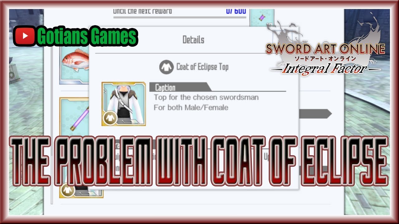 SAOIF The Problem With The Coat Of Eclipse! Sword Art Online Integral ...