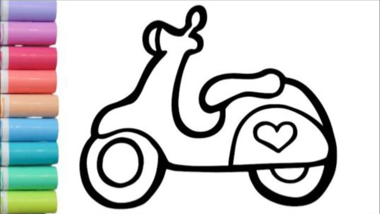 How to Draw Scooter|Easy Drawing and Colouring |Step by Step Drawing ...