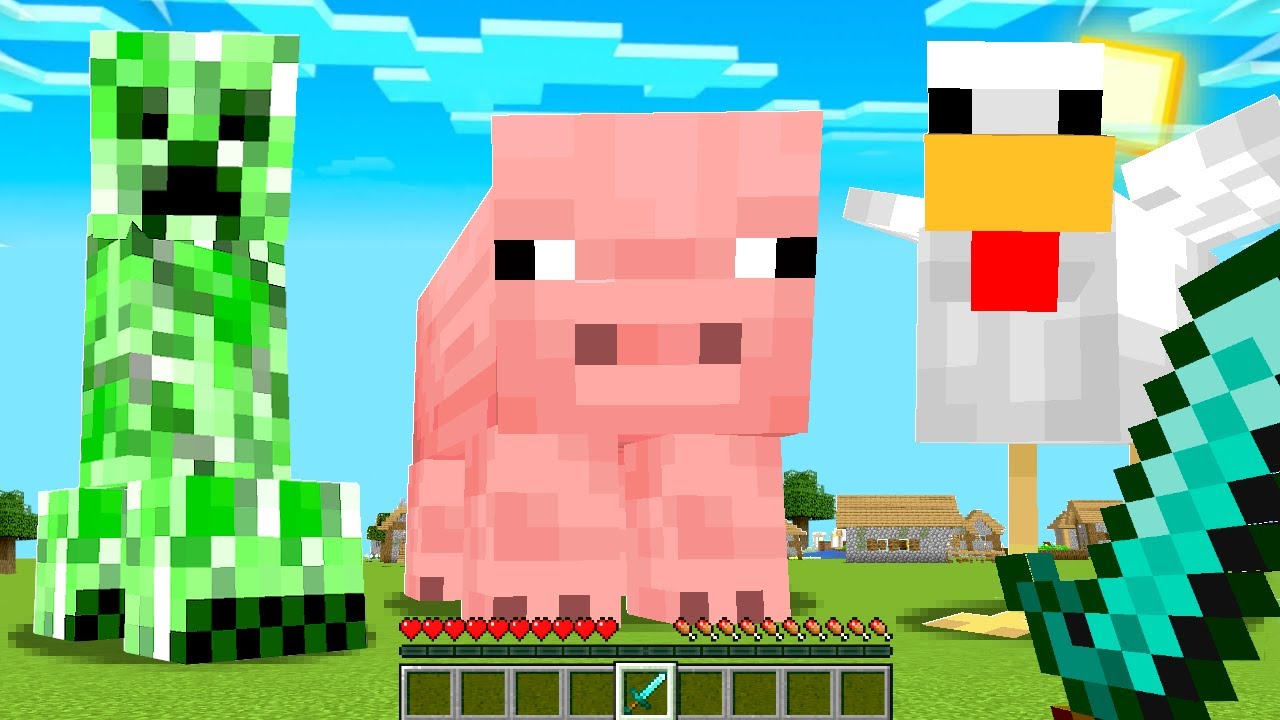 MINECRAFT ale WSZYSTKIE MOBY SĄ OGROMNE! (niesamowite) - YouTube