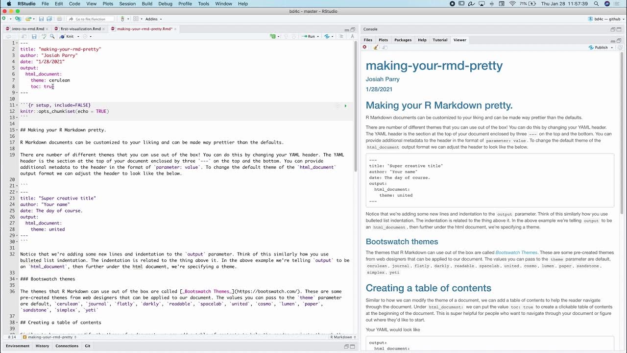 Making your R Markdown Pretty - YouTube