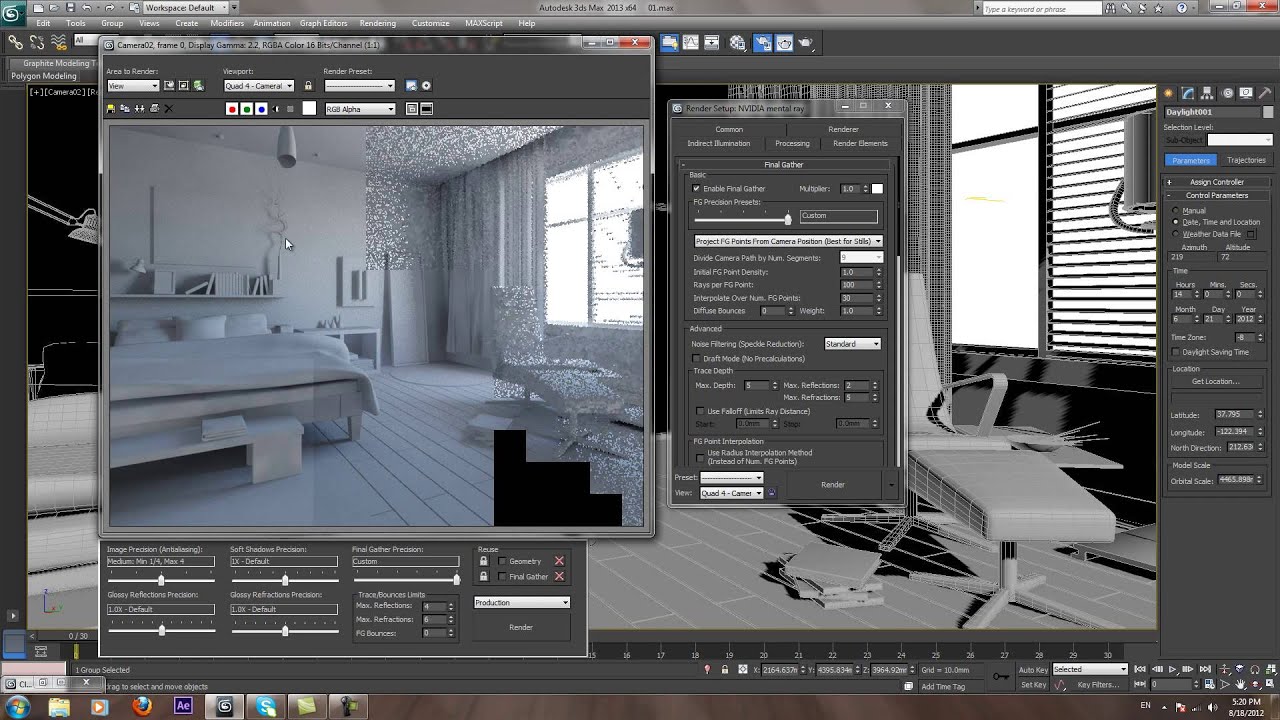 Mental Ray interior &light - YouTube