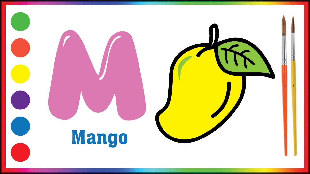 How to draw Mango, Drawing Mango and coloring For Kids, Simple drawing ...
