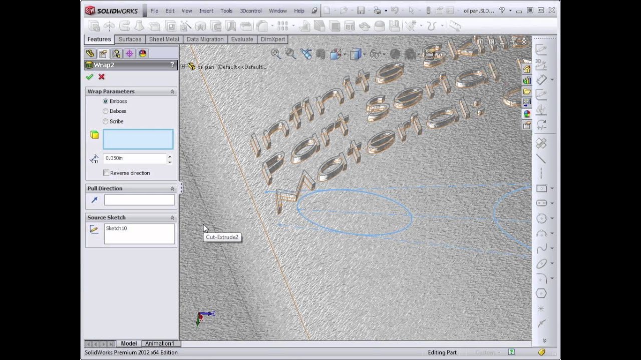 Advanced Solidworks 2012 Tutorial | Using the Wrap Feature - YouTube