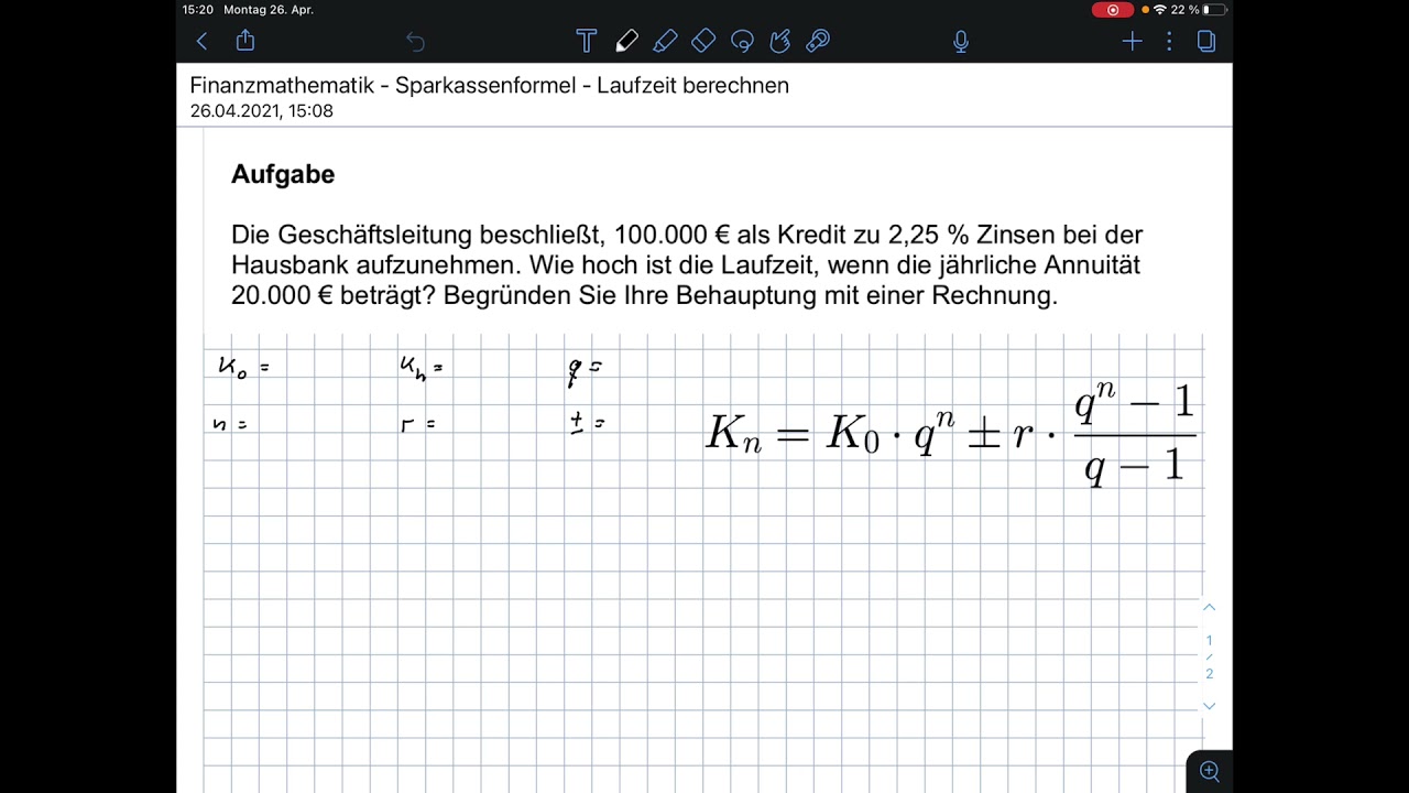 Finanzmathematik - Laufzeit berechnen - Textaufgabe - YouTube
