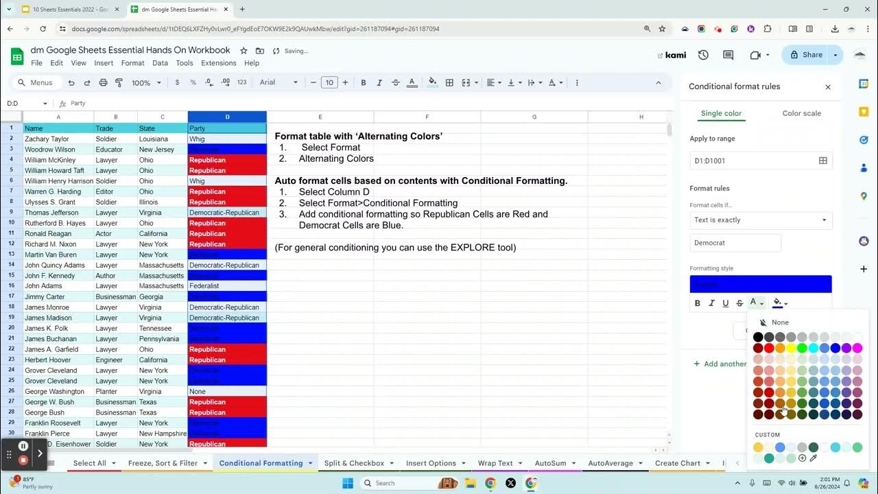 # 4 Conditional Formatting in Google Sheets 10 Essential TIps - YouTube