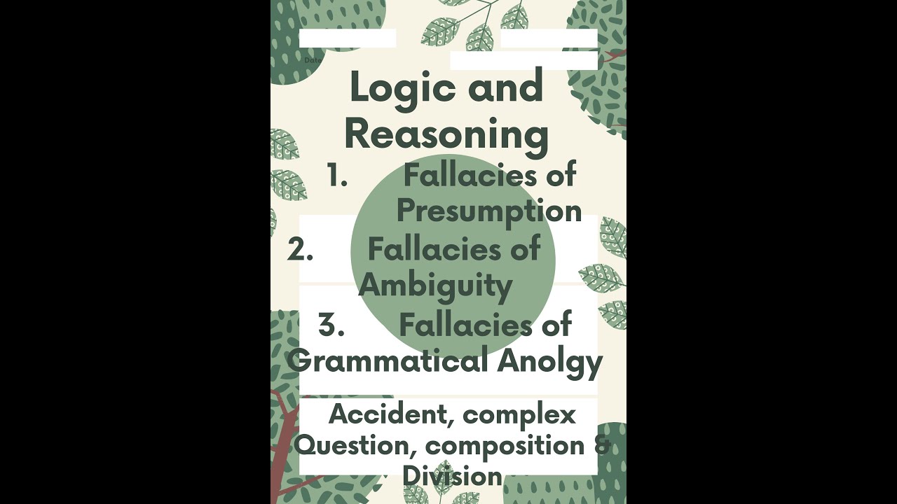 Logic and Reasoning: Fallacies of Presumption || Fallacies of Ambiguity ...