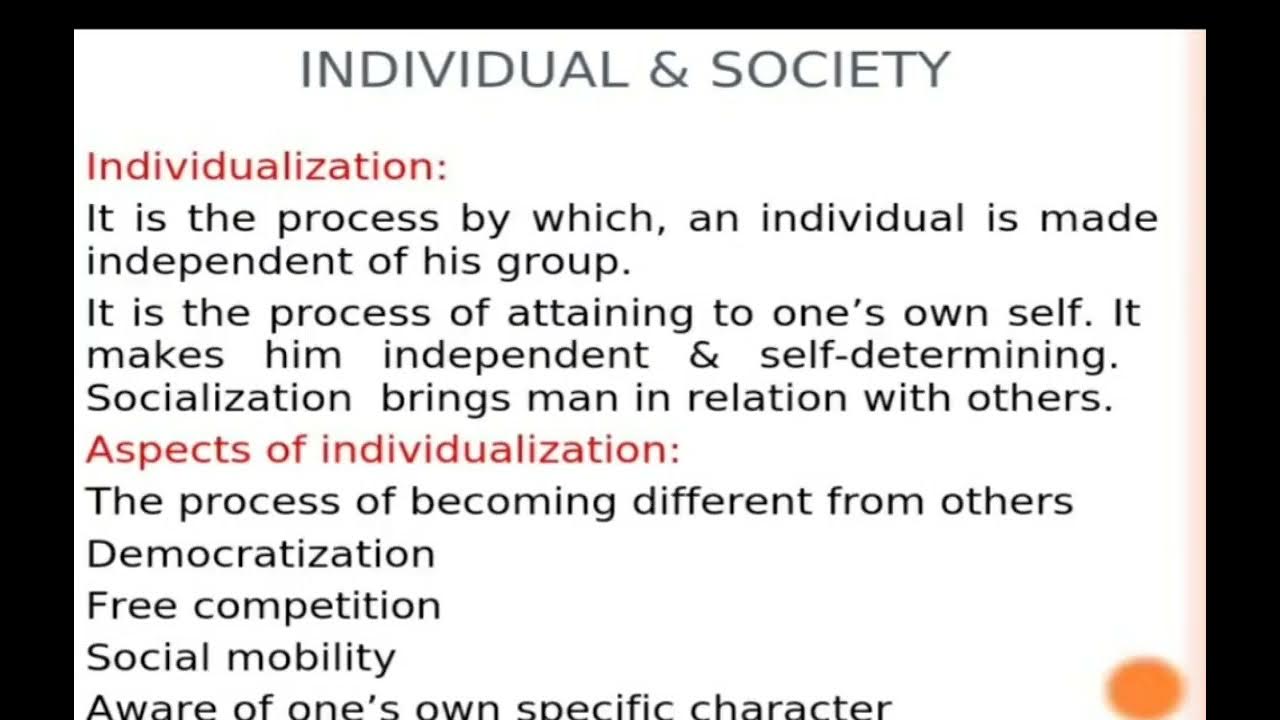 Individual and society in sociology unit 2 sub topic - YouTube