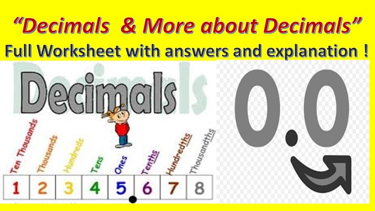 CBSE /NCERT Class 5 Maths L 8 More about Decimals practice Worksheet ...