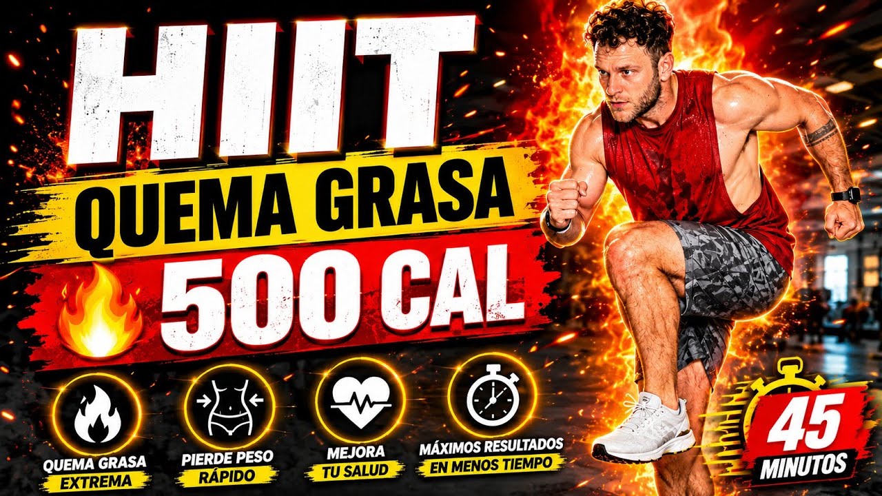 🔥 QUEMA 500 CALORÍAS en 45 MINUTOS | CARDIO HIIT INTENSO en CASA (Sin ...