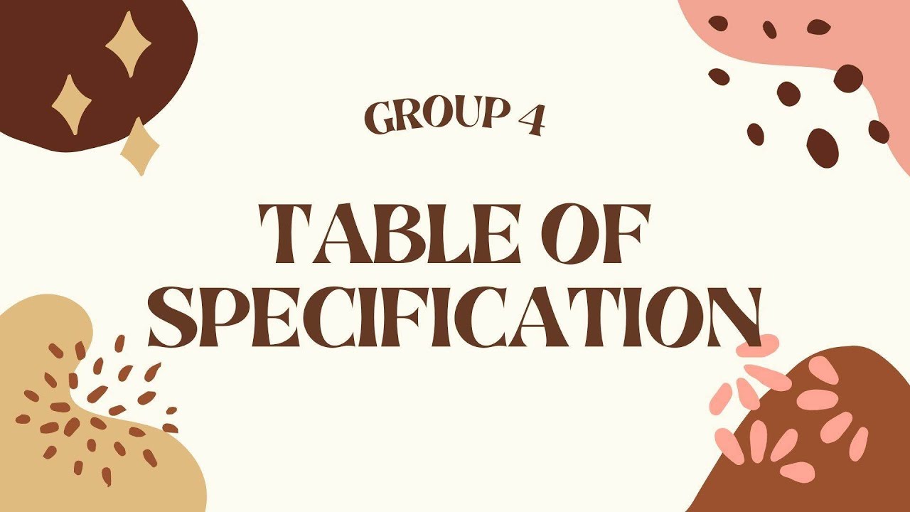 PED3-GROUP4 (TABLE OF SPECIFICATION) - YouTube